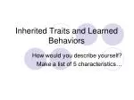 PPT - Inherited Traits vs. Learned Behaviors PowerPoint Presentation ...