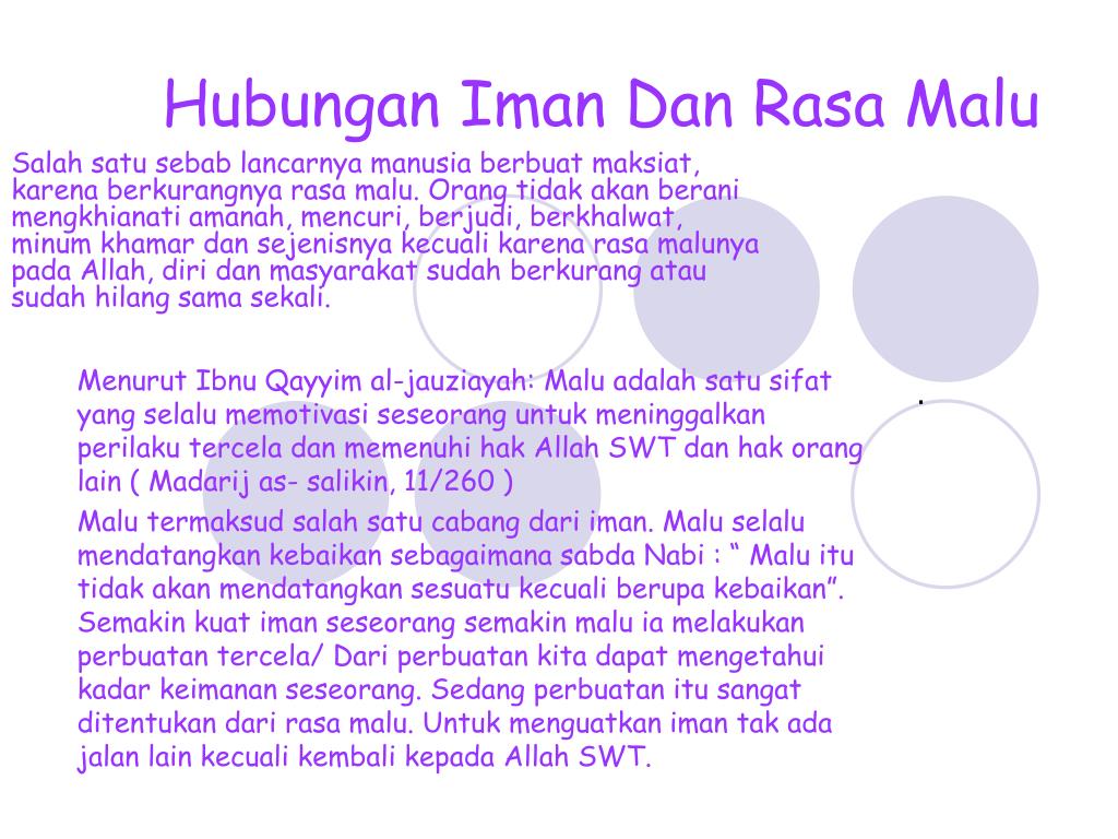 PPT - Hubungan Iman Dan Rasa Malu PowerPoint Presentation, free ...