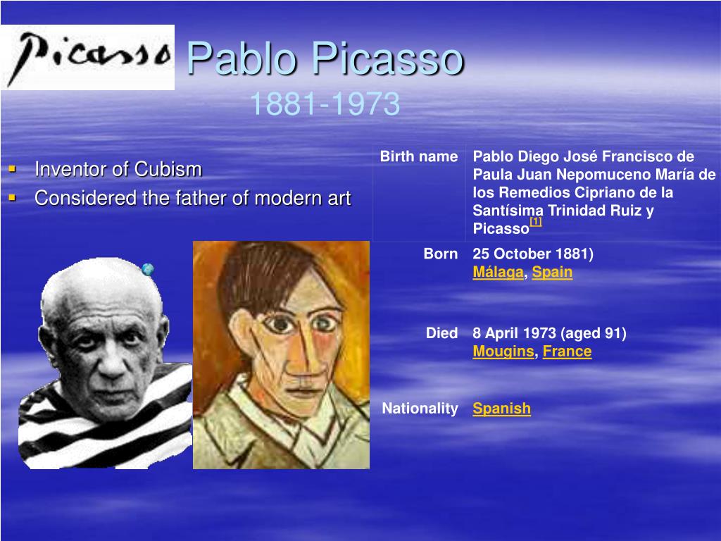PPT - Pablo Picasso 1881-1973 PowerPoint Presentation, free download ...