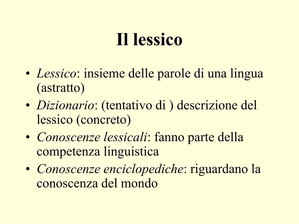 PPT - Il lessico PowerPoint Presentation, free download - ID:3906687