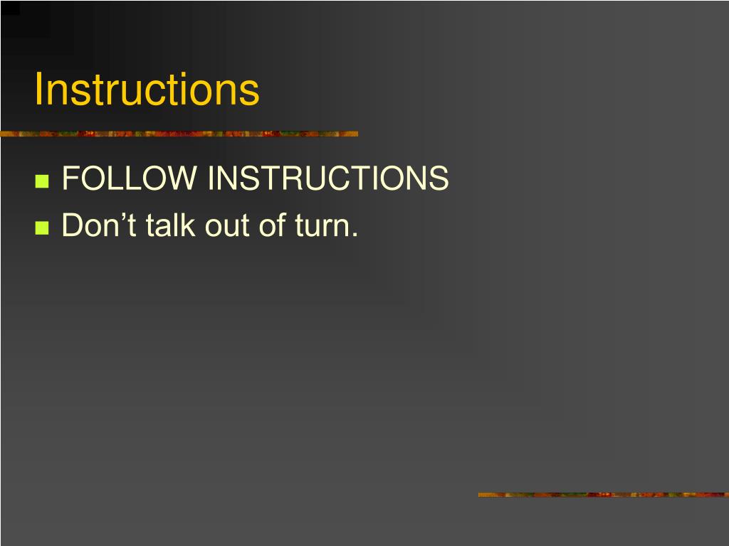 PPT - Instructions PowerPoint Presentation, free download - ID:3906740