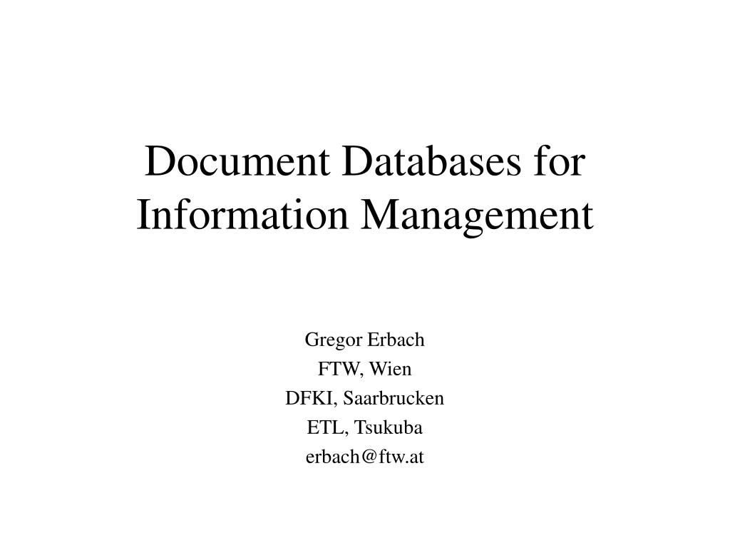 PPT - Document Databases for Information Management PowerPoint ...