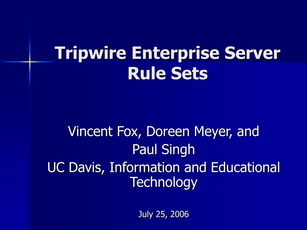 PPT - Tripwire Enterprise Server Rule Sets PowerPoint Presentation ...