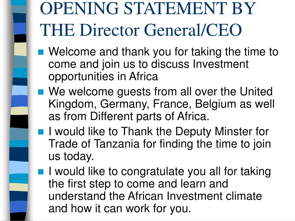 PPT - OPENING STATEMENT BY THE Director General/CEO PowerPoint ...