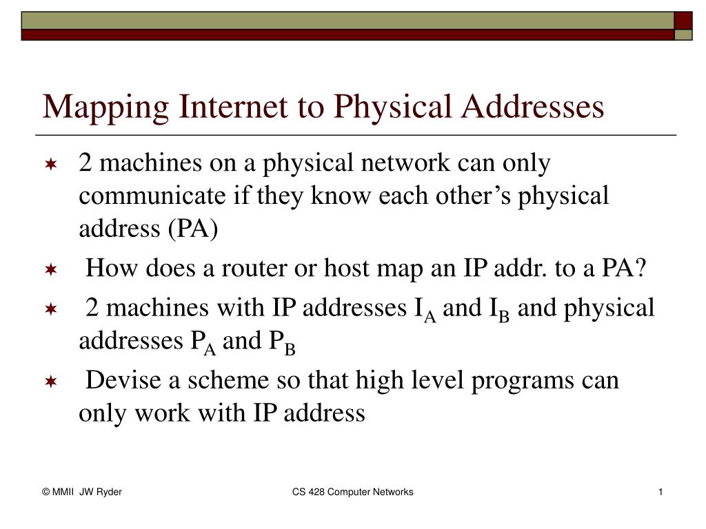 PPT - Mapping Internet to Physical Addresses PowerPoint Presentation ...