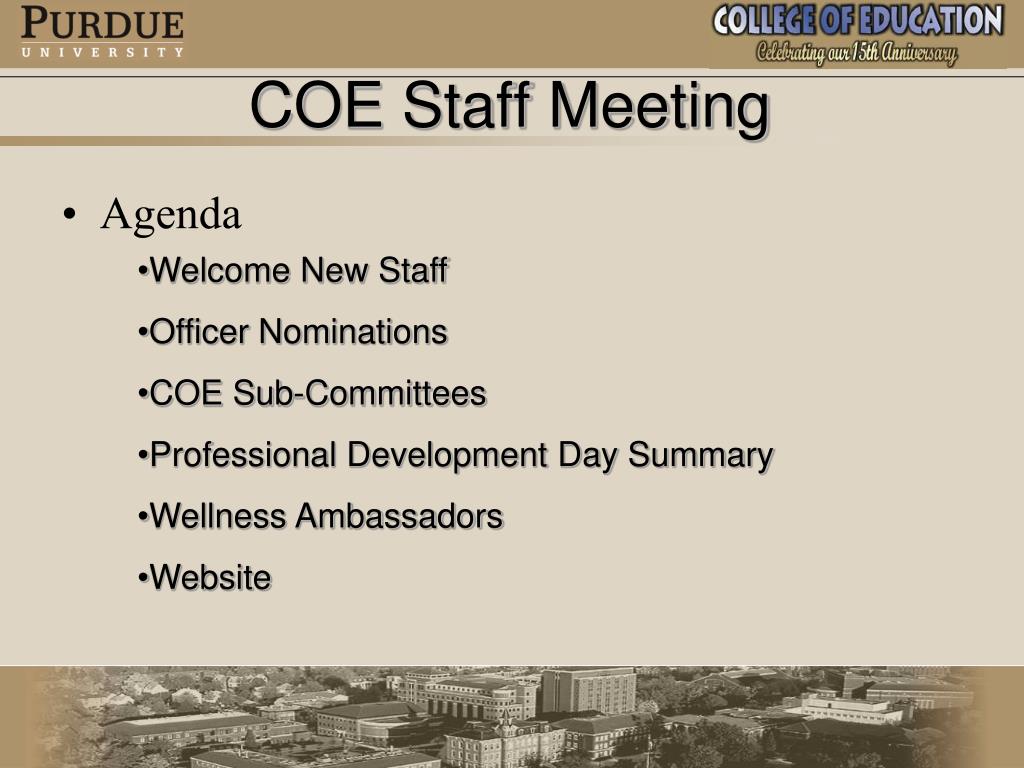 PPT - COE Staff Meeting PowerPoint Presentation, free download - ID:3929599