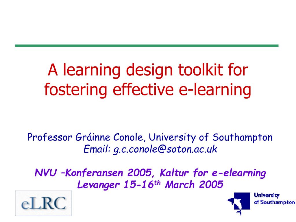 PPT - A learning design toolkit for fostering effective e-learning ...