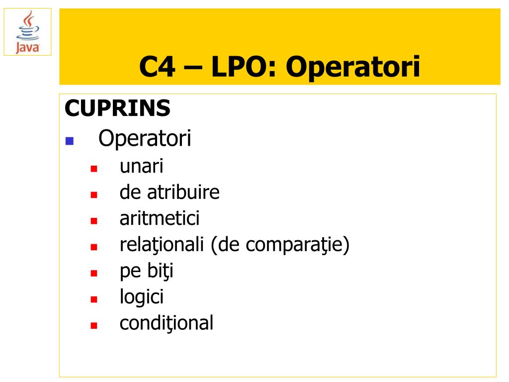 PPT - C4 – LPO: Operatori PowerPoint Presentation, free download - ID ...