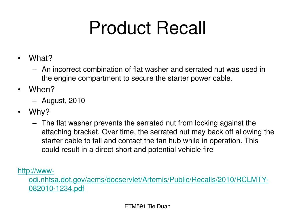 PPT - Product Recall PowerPoint Presentation, free download - ID:3950909