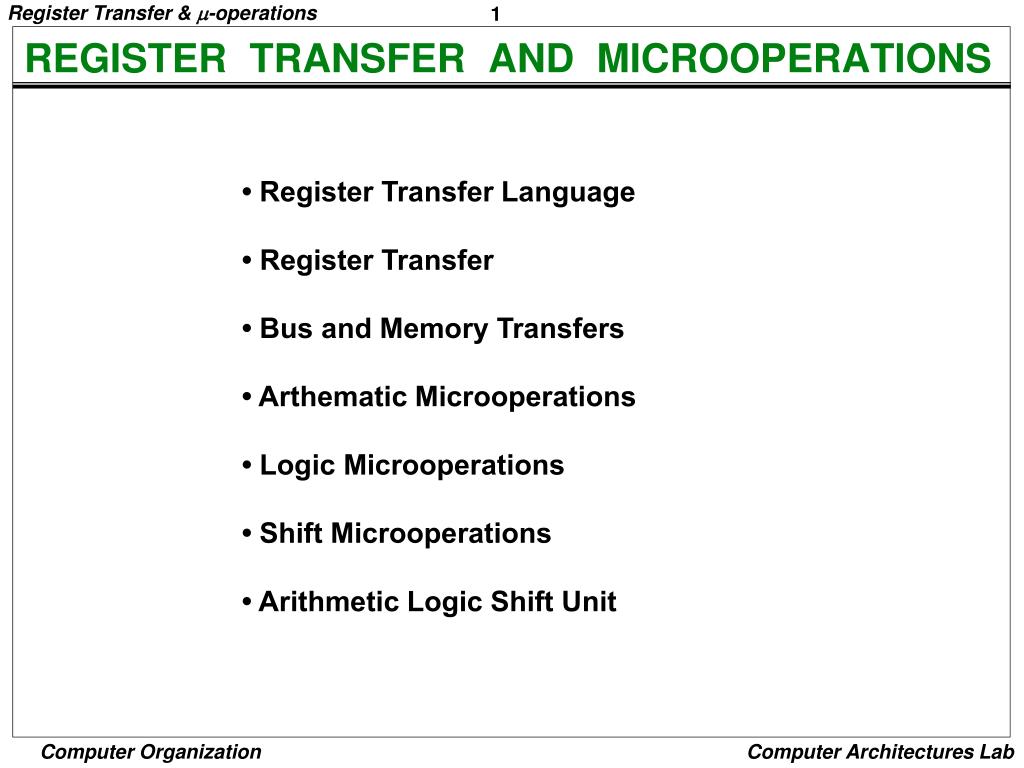 PPT - REGISTER TRANSFER AND MICROOPERATIONS PowerPoint Presentation ...