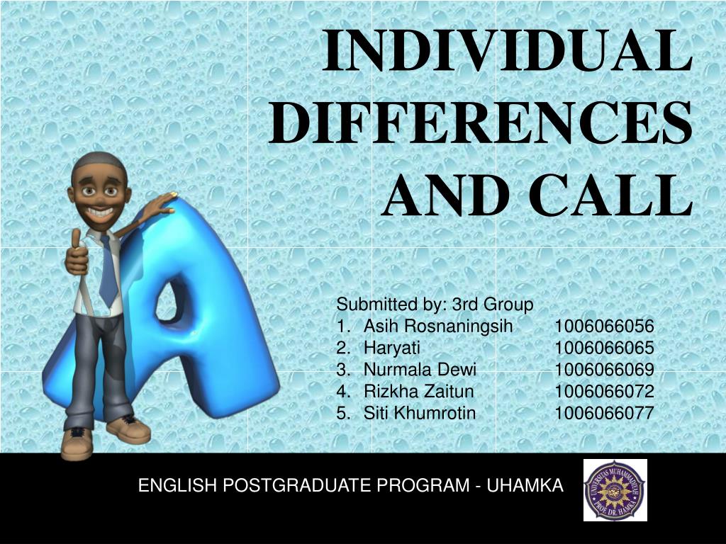 PPT - INDIVIDUAL DIFFERENCES AND CALL PowerPoint Presentation, free ...