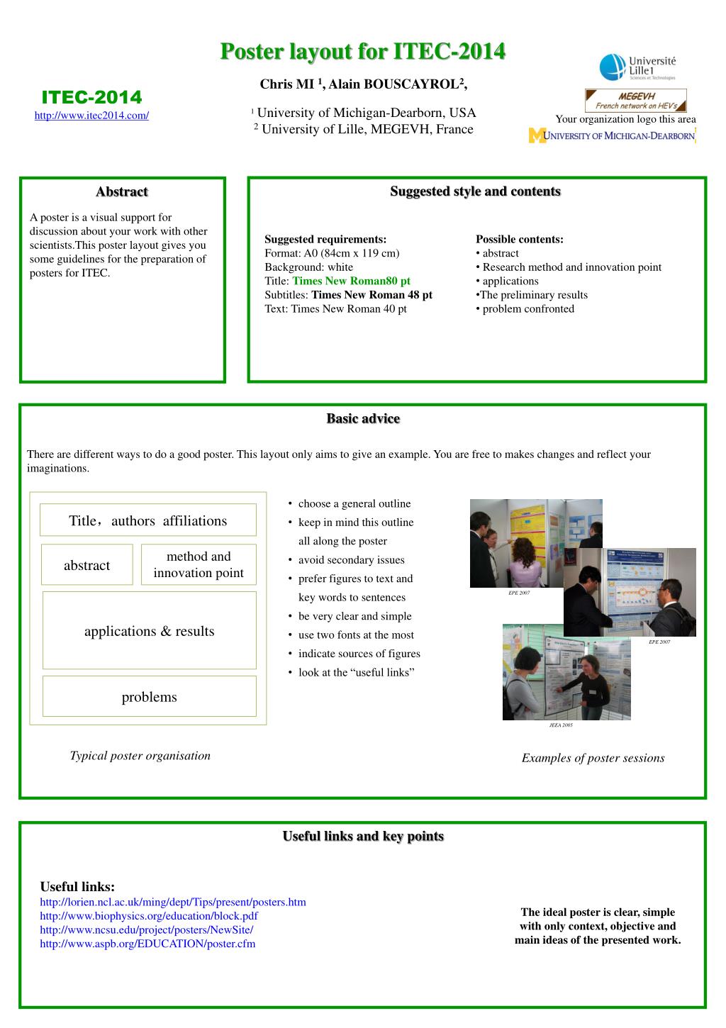 PPT - Poster layout for ITEC-2014 PowerPoint Presentation, free ...