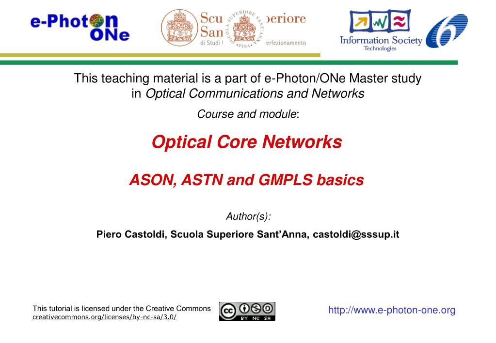 PPT - Optical Core Networks ASON, ASTN and GMPLS basics PowerPoint Presentation - ID:3956607