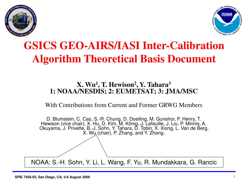 PPT - GSICS GEO-AIRS/IASI Inter-Calibration Algorithm Theoretical Basis ...