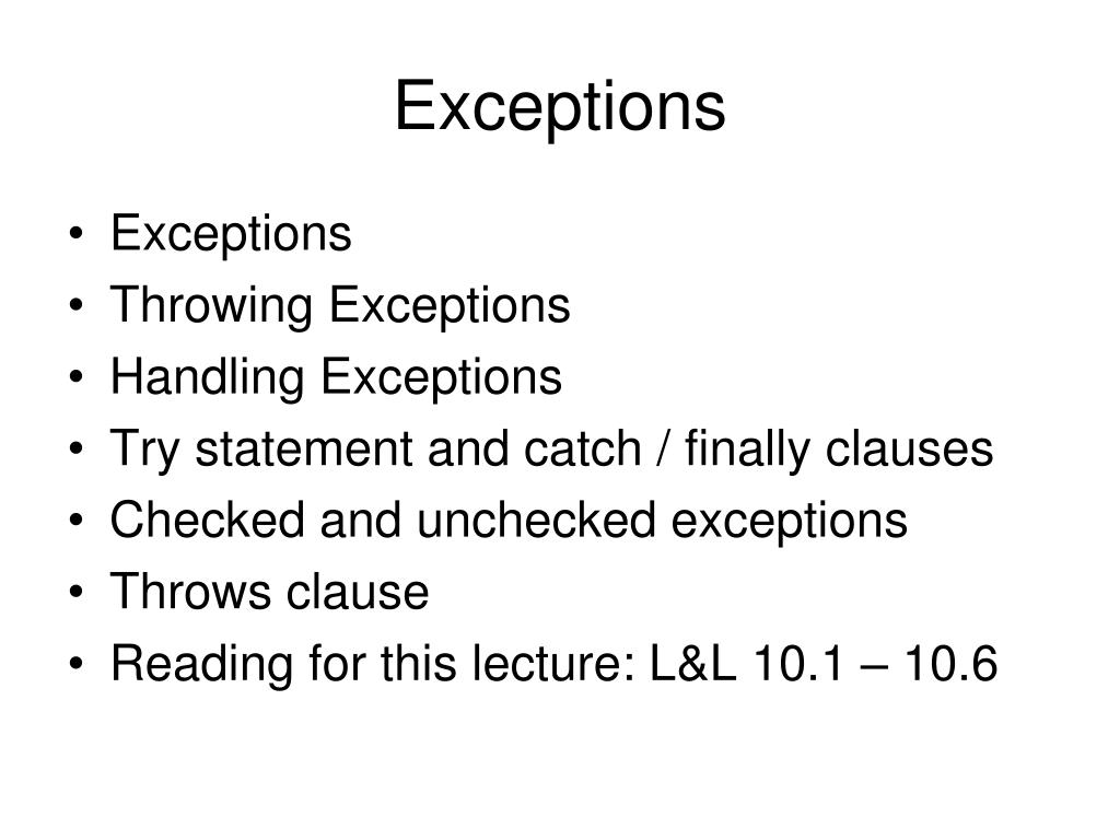 PPT - Exceptions PowerPoint Presentation, free download - ID:3961223
