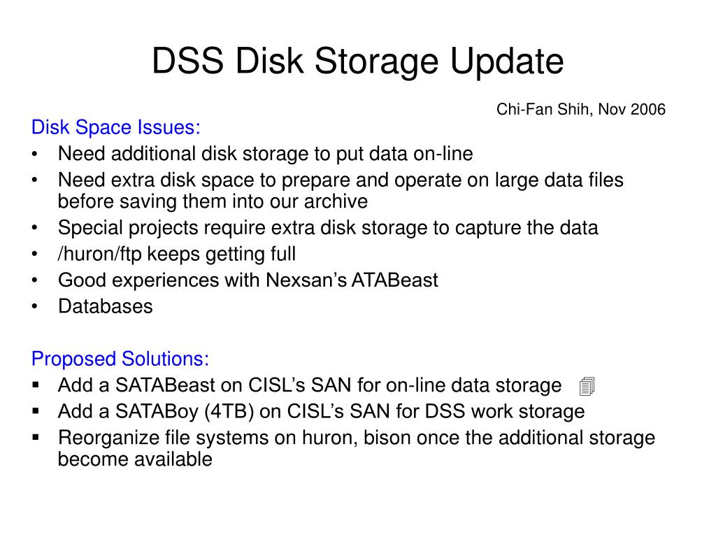 PPT - DSS Disk Storage Update PowerPoint Presentation, free download ...