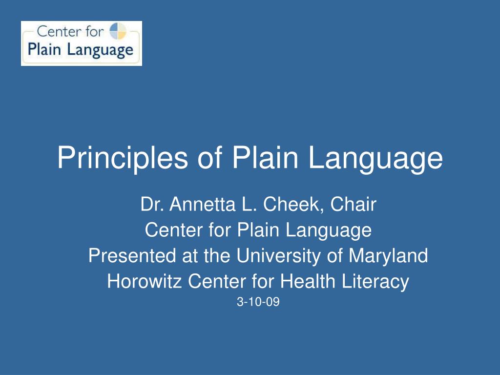 PPT - Principles of Plain Language PowerPoint Presentation, free ...