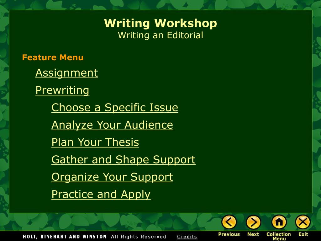 PPT - Writing Workshop Writing an Editorial PowerPoint Presentation ...