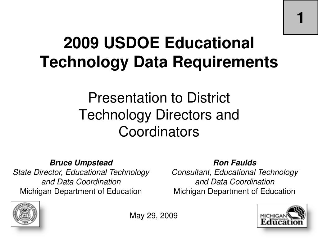 PPT - 2009 USDOE Educational Technology Data Requirements PowerPoint ...