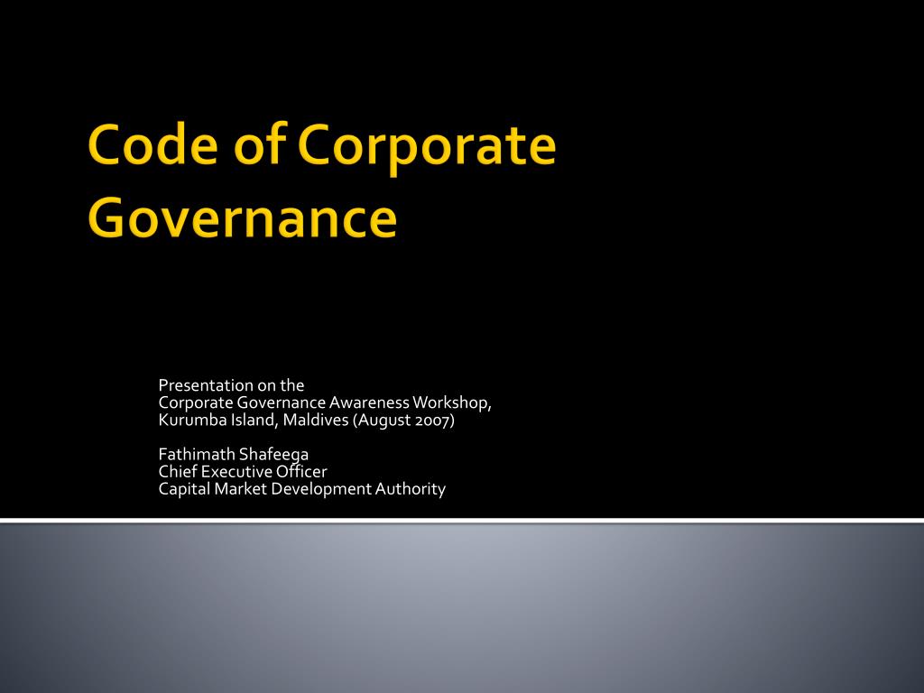 PPT - Code of Corporate Governance PowerPoint Presentation, free ...