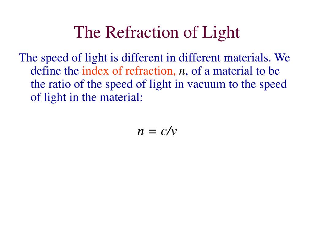 PPT - The Refraction of Light PowerPoint Presentation, free download ...