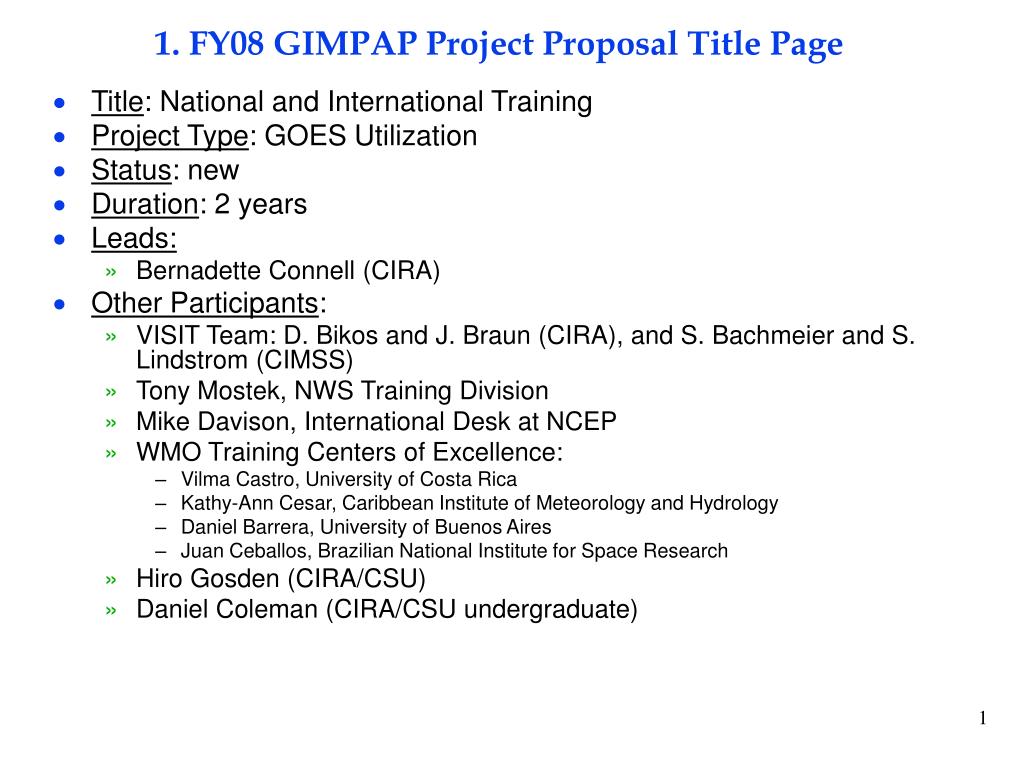 PPT - 1. FY08 GIMPAP Project Proposal Title Page PowerPoint ...