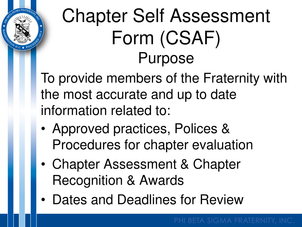 PPT - Chapter Self Assessment Form (CSAF) Purpose PowerPoint ...