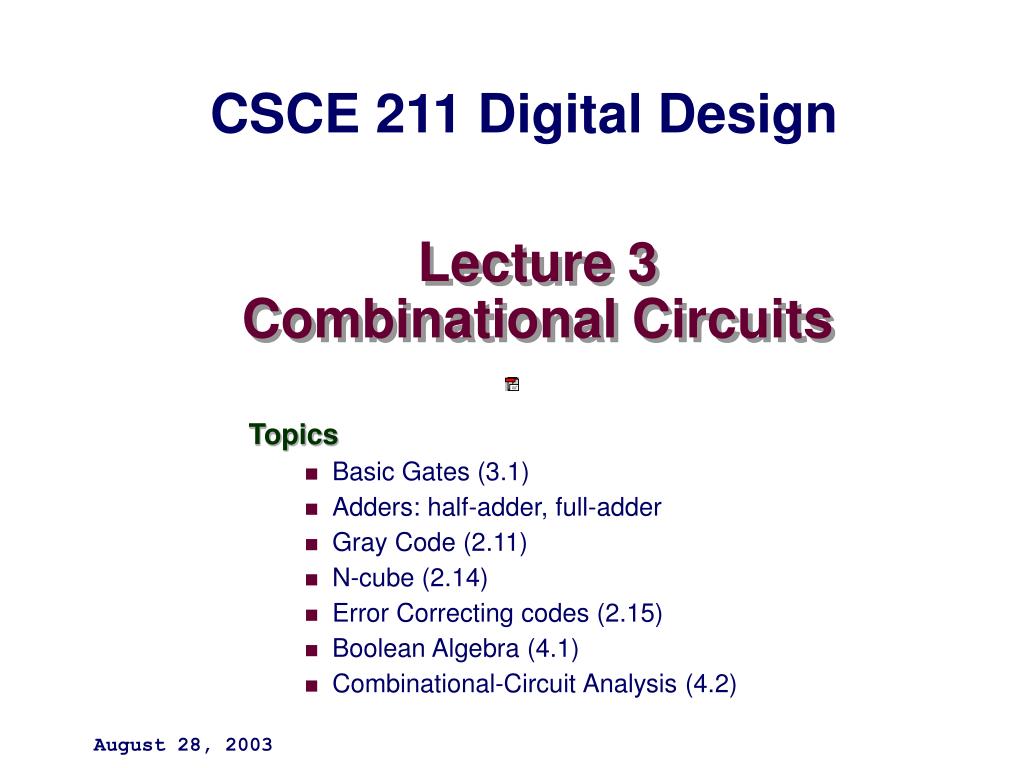PPT - Lecture 3 Combinational Circuits PowerPoint Presentation, free ...