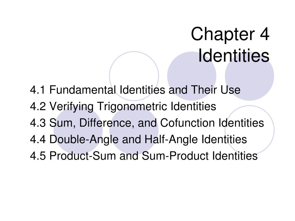 PPT - Chapter 4 Identities PowerPoint Presentation, free download - ID ...