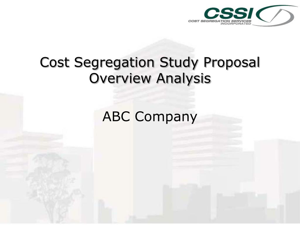 PPT - Cost Segregation Study Proposal Overview Analysis PowerPoint ...