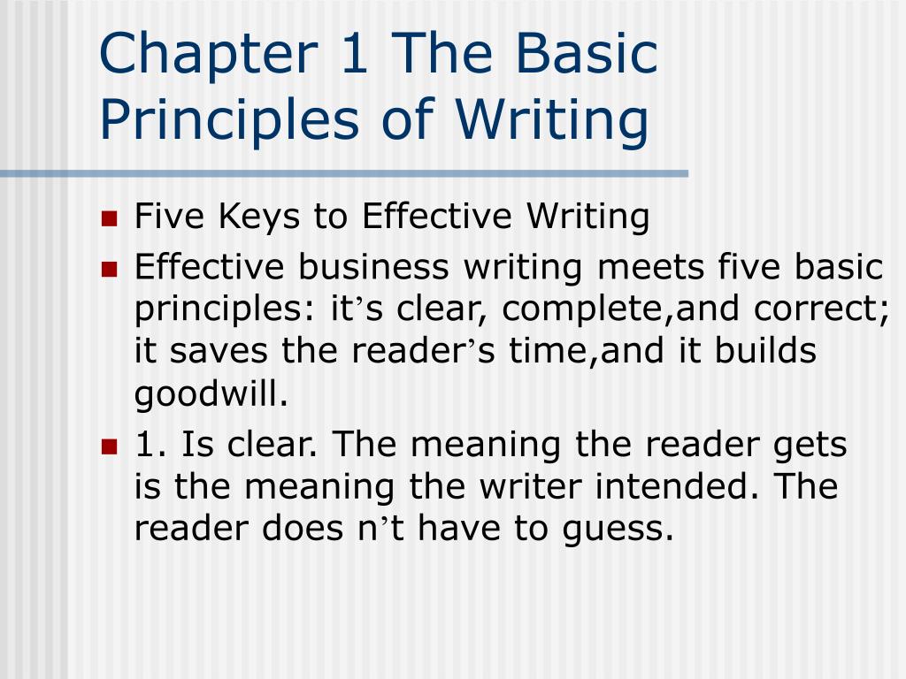 PPT - Chapter 1 The Basic Principles of Writing PowerPoint Presentation ...