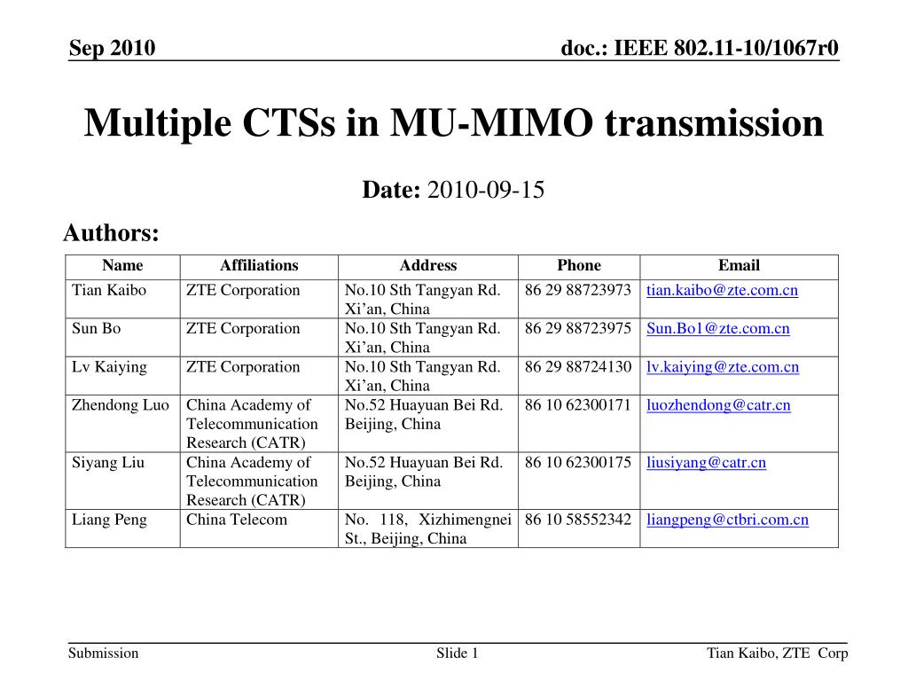 PPT - Multiple CTSs in MU-MIMO transmission PowerPoint Presentation ...