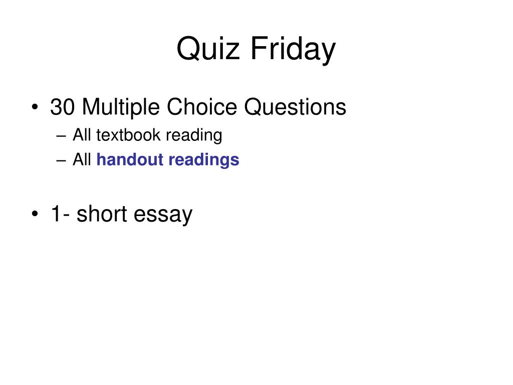 PPT - Comprehensive Friday Quiz: 30 Multiple Choice Questions & Short ...