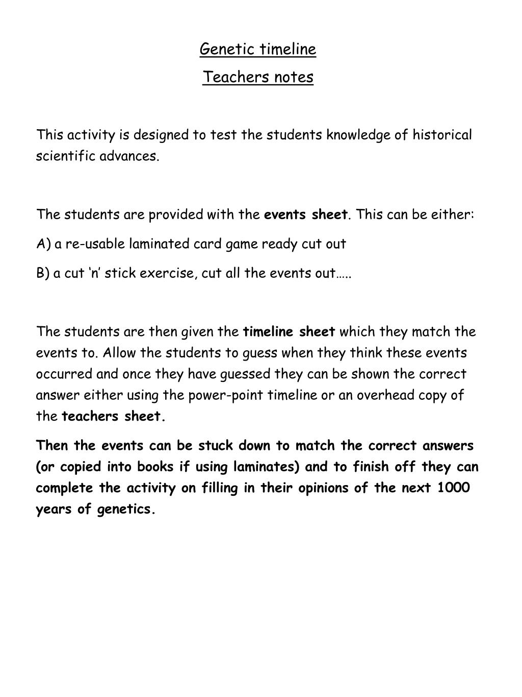 PPT - Genetic timeline Teachers notes PowerPoint Presentation, free ...