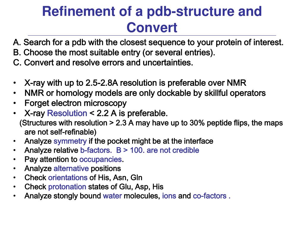 PPT - Refinement of a pdb-structure and Convert PowerPoint Presentation ...