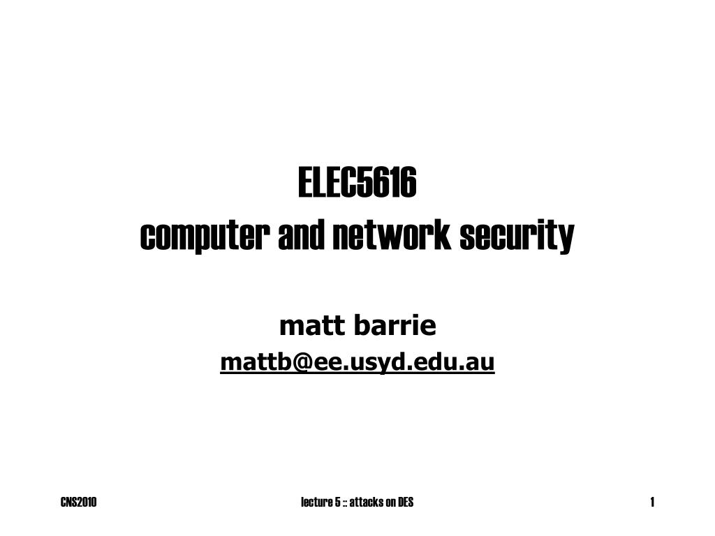 PPT - ELEC5616 computer and network security PowerPoint Presentation ...