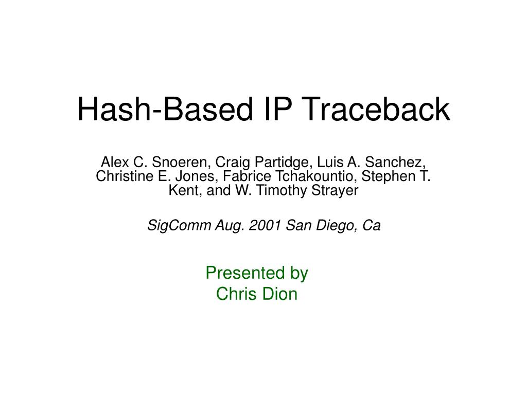 PPT - Hash-Based IP Traceback PowerPoint Presentation, free download ...