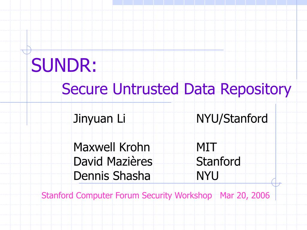 PPT - SUNDR: Secure Untrusted Data Repository PowerPoint Presentation ...