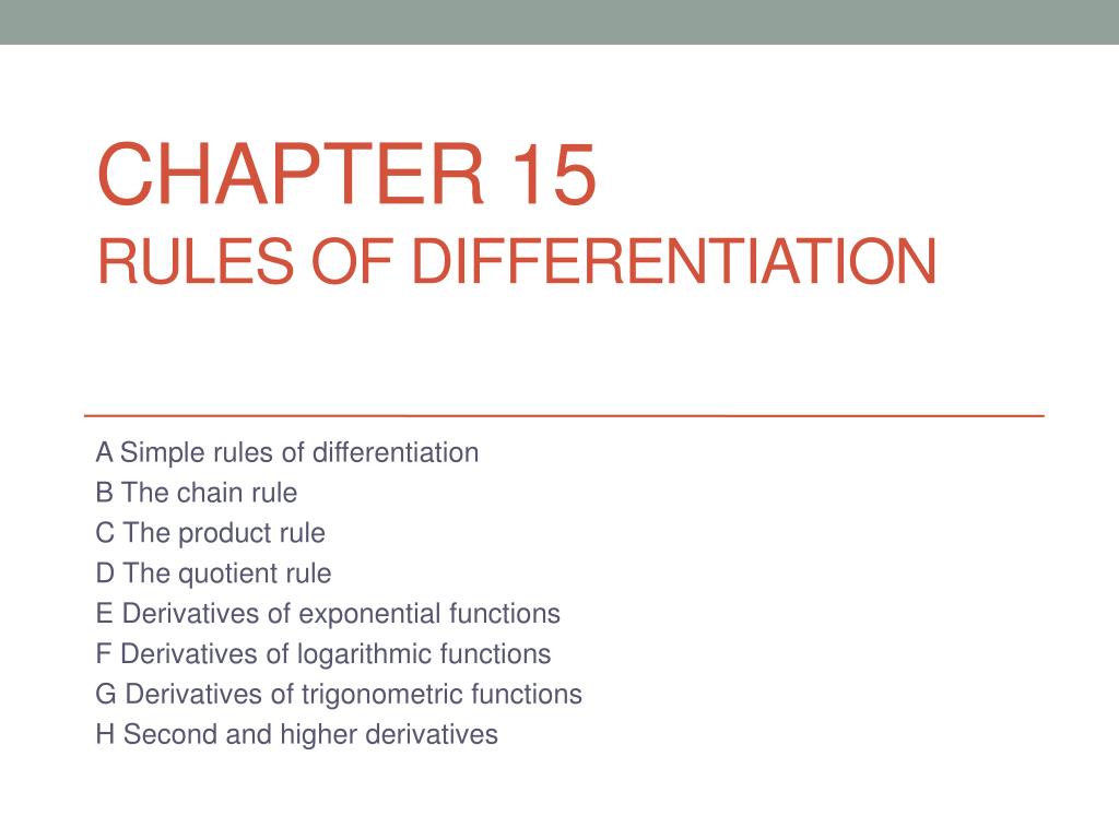 PPT - Chapter 15 Rules of Differentiation PowerPoint Presentation, free ...