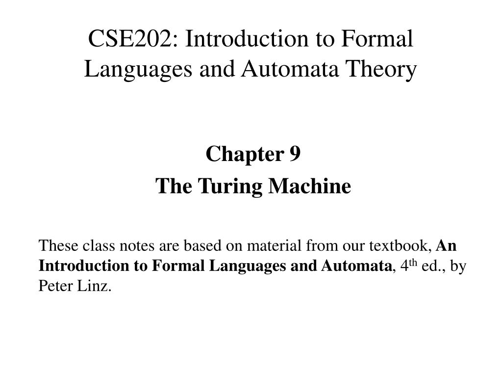PPT - CSE202: Introduction to Formal Languages and Automata Theory PowerPoint Presentation - ID ...