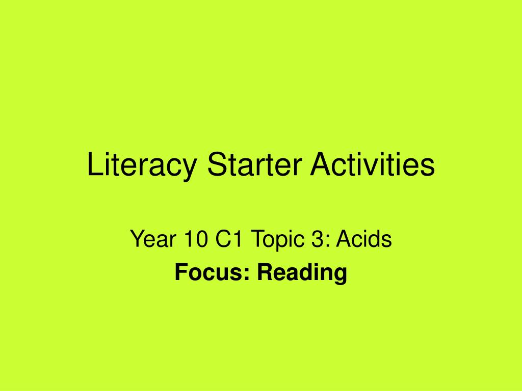 PPT - Literacy Starter Activities PowerPoint Presentation, free ...