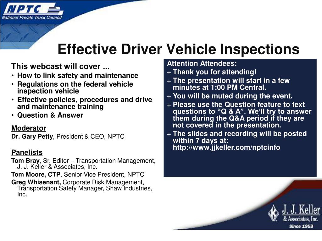 PPT - Effective Driver Vehicle Inspections PowerPoint Presentation ...