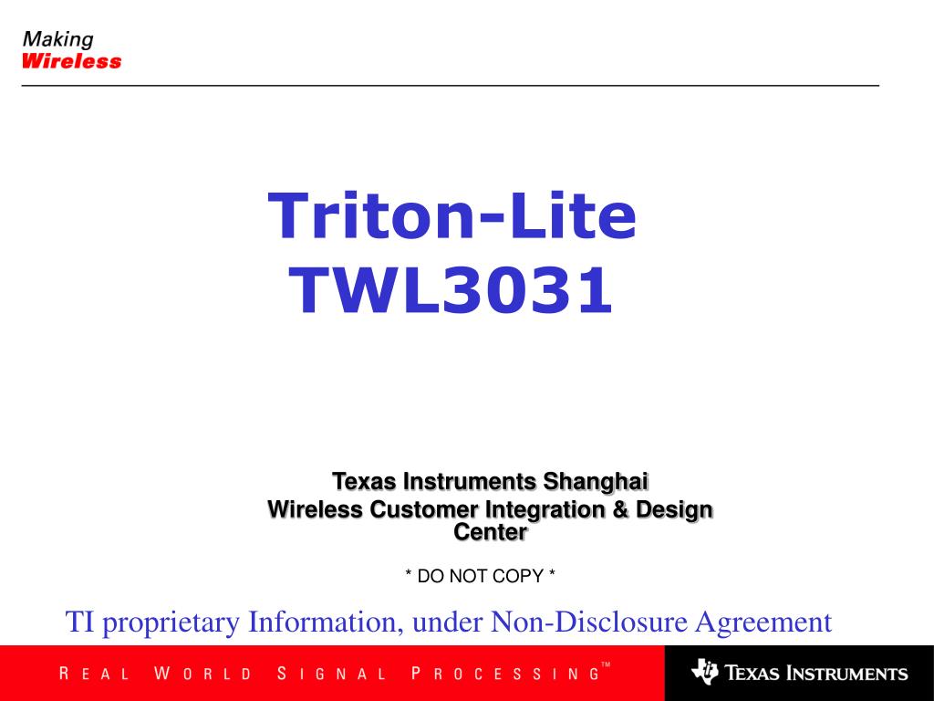 PPT - Texas Instruments Shanghai Wireless Customer Integration & Design ...