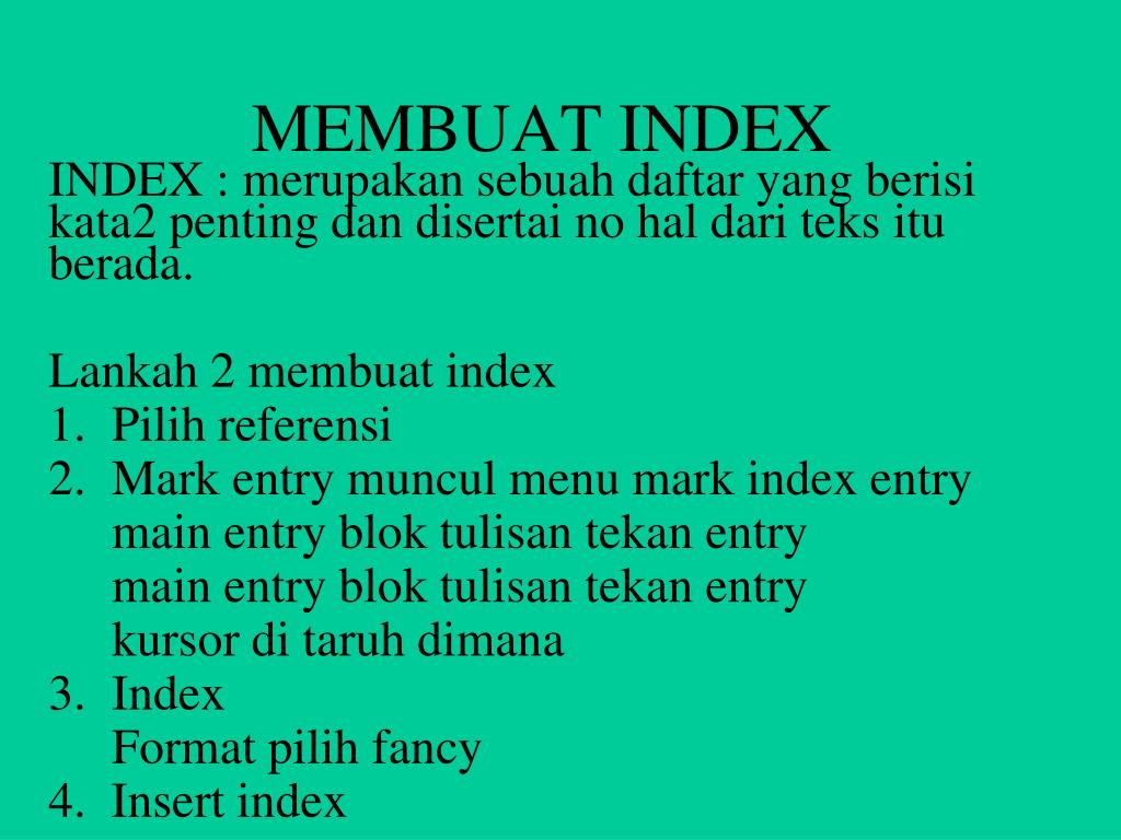 PPT - MEMBUAT INDEX PowerPoint Presentation, free download - ID:4068024