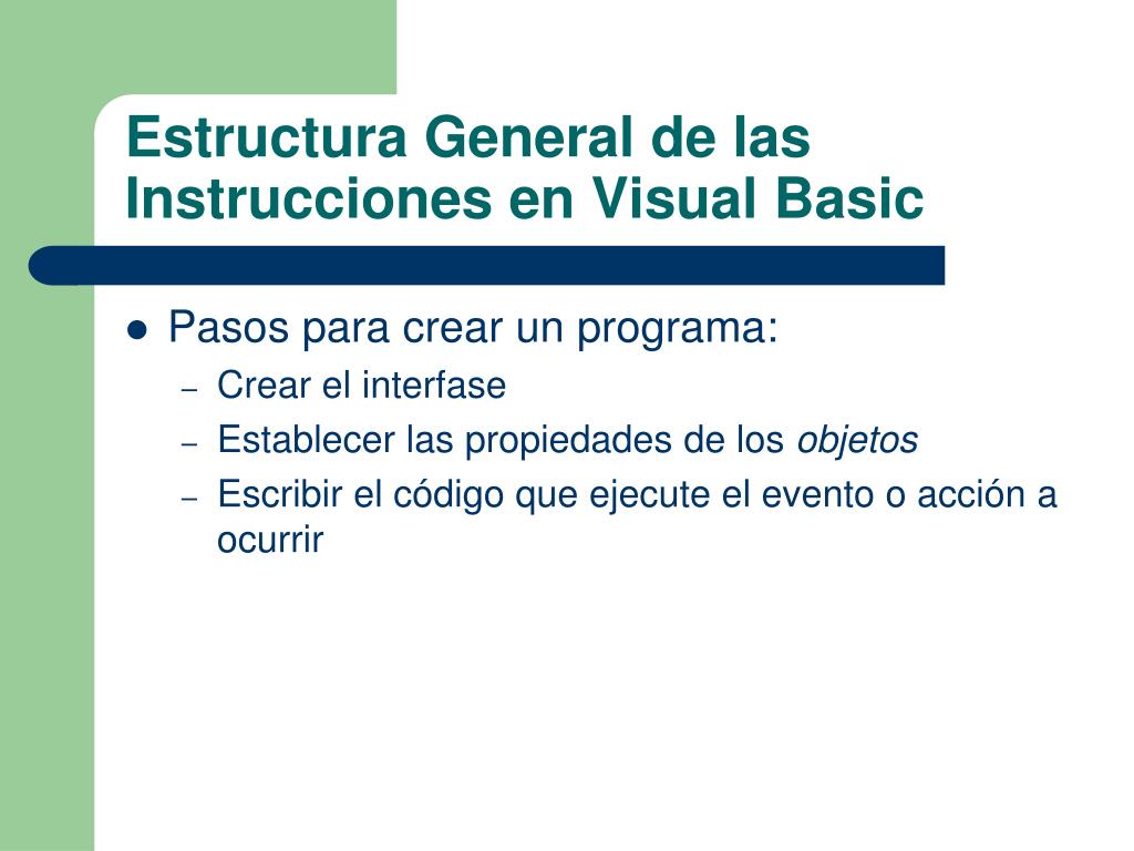 PPT - Estructura General de las Instrucciones en Visual Basic PowerPoint Presentation - ID:4068343