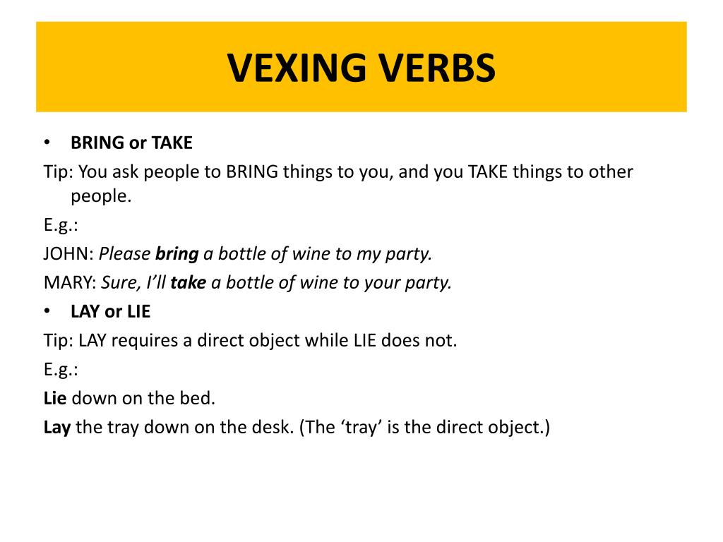 PPT - VEXING VERBS PowerPoint Presentation, free download - ID:4074771