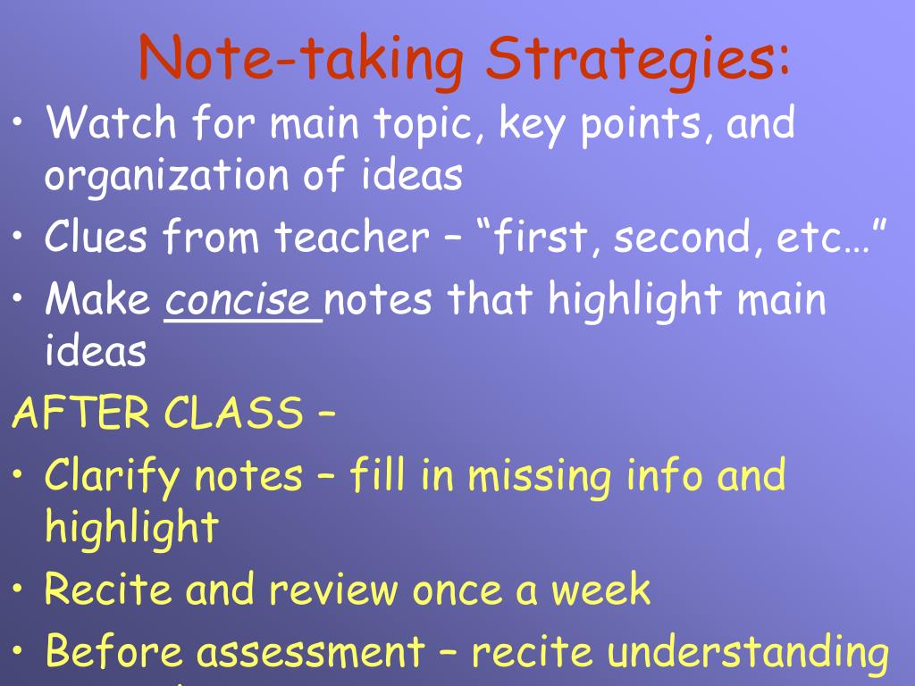 PPT - Note-taking Strategies: PowerPoint Presentation, free download ...