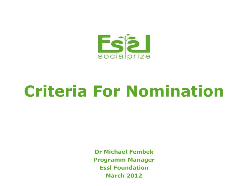 PPT - Criteria For Nomination PowerPoint Presentation, free download ...