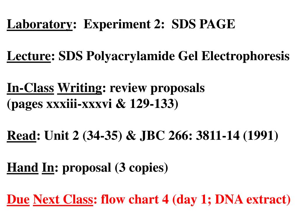 PPT - Laboratory : Experiment 2: SDS PAGE Lecture : SDS Polyacrylamide ...