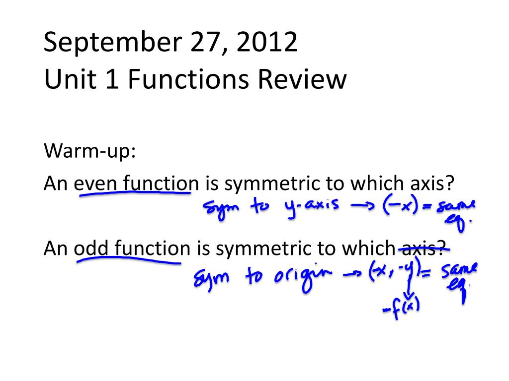 PPT - September 27, 2012 Unit 1 Functions Review PowerPoint ...